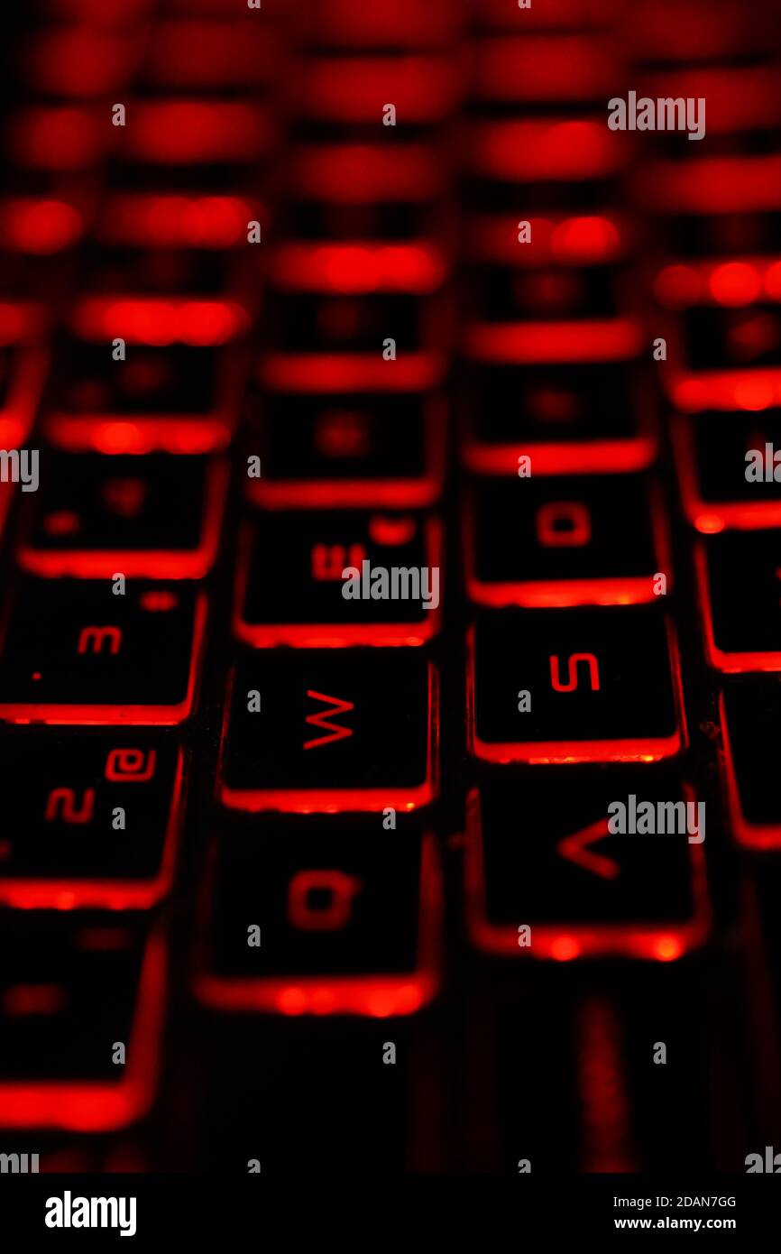 Closeup shot backlit keyboard hi-res stock photography and images - Alamy