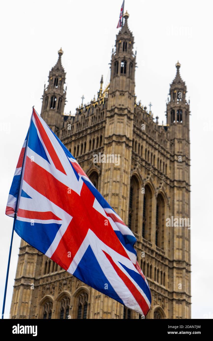 British flag in front of the Palace of Westminster Stock Photo - Alamy