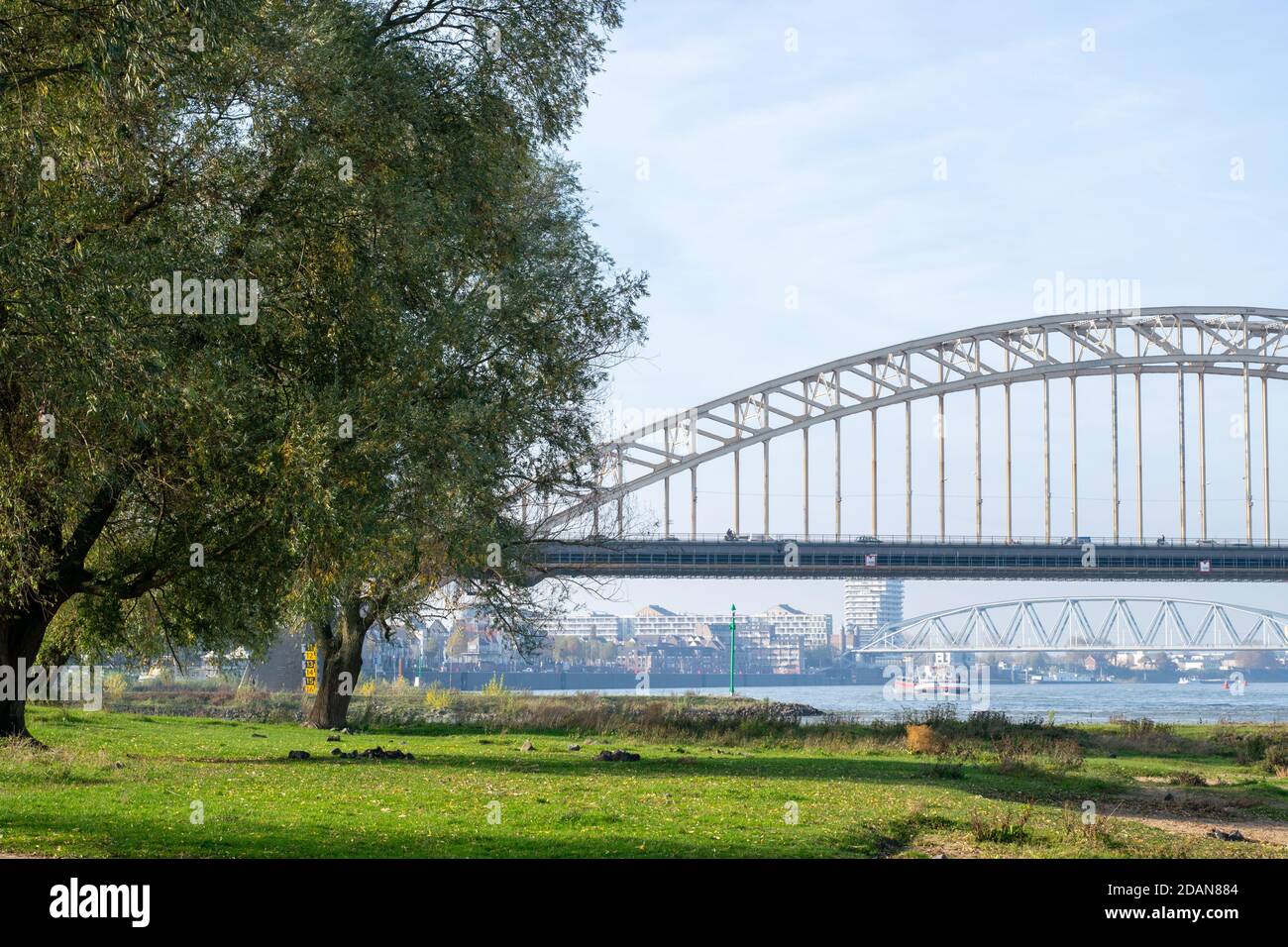 The iconic Dutch Waalbridge over the river Waal in Nijmegen, The ...
