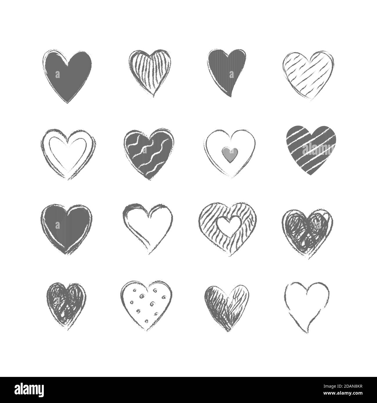 Collection of drawn grey hearts Vector illustration Stock Vector Image ...
