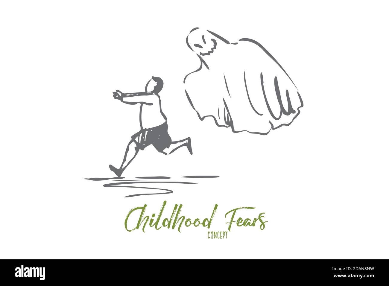 Ghost, monster, boy, fear, scary concept. Hand drawn isolated vector ...