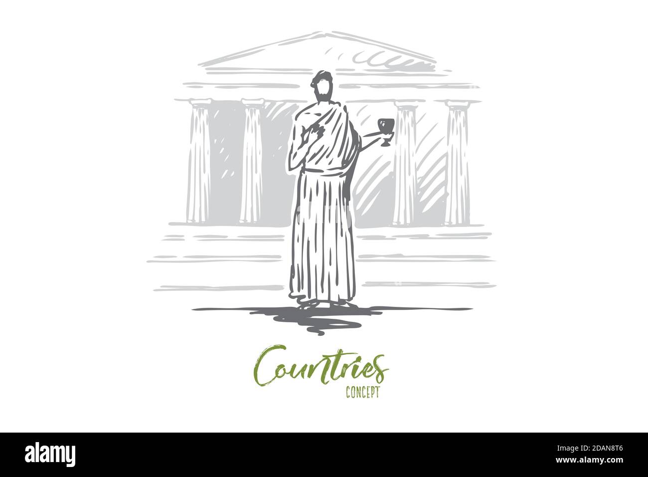 Greece, travel, temple, building, column concept. Hand drawn isolated ...