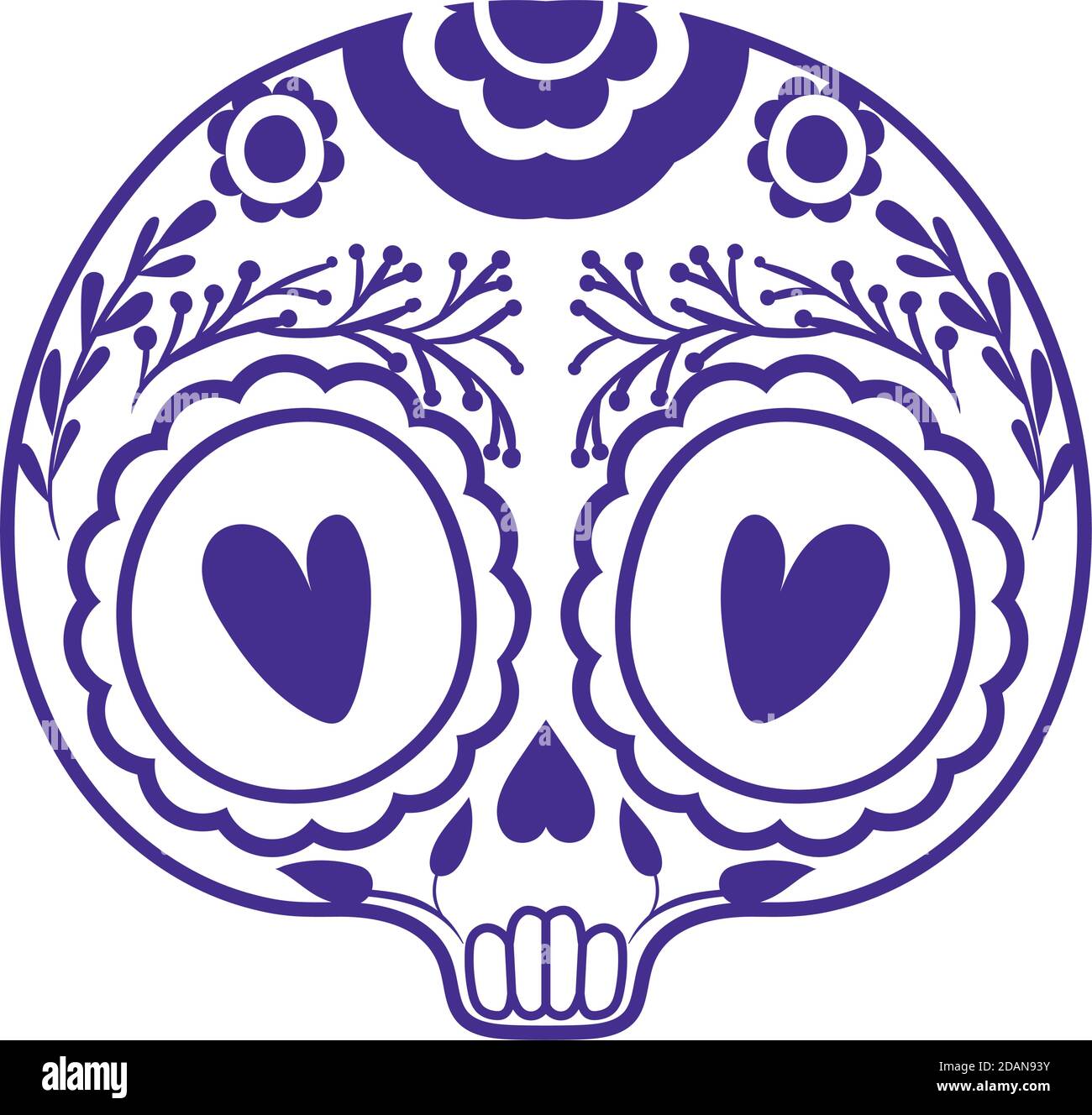 skull with hearts on eyes in a white background Stock Vector Image ...