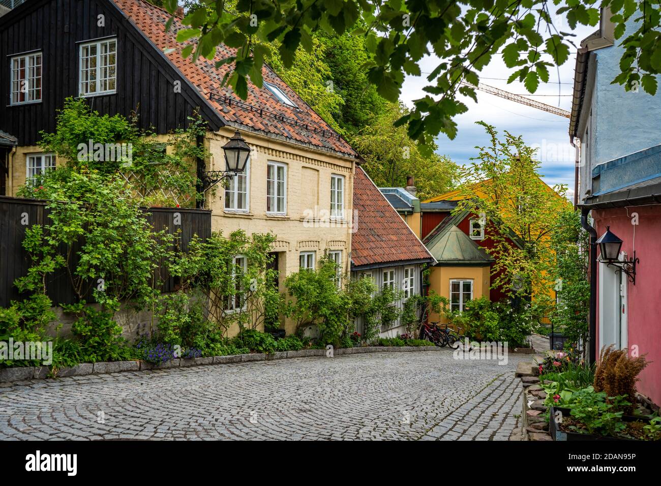 street trough an old cozy village Stock Photo - Alamy