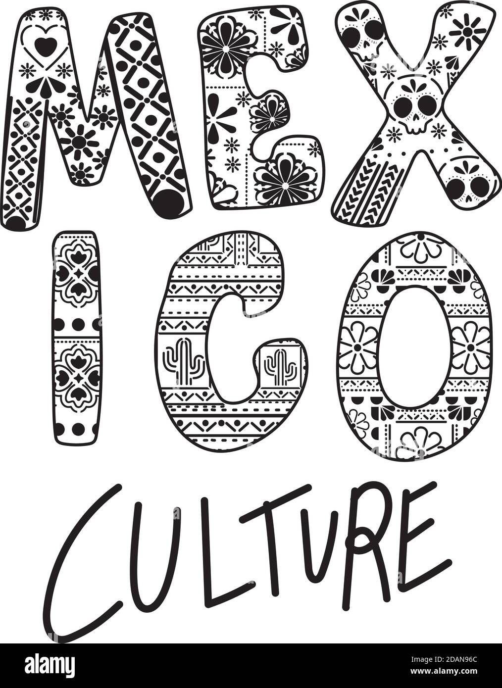 mexico culture lettering on a white background Stock Vector Image & Art ...