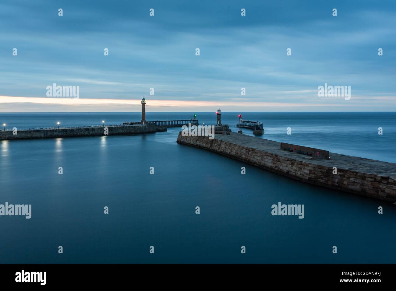 Whitby Piers At Night High Resolution Stock Photography and Images - Alamy