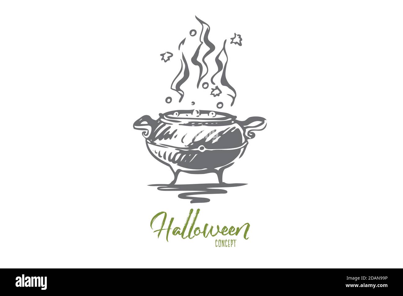 Pot, poison, Halloween, potion, holiday concept. Hand drawn isolated ...
