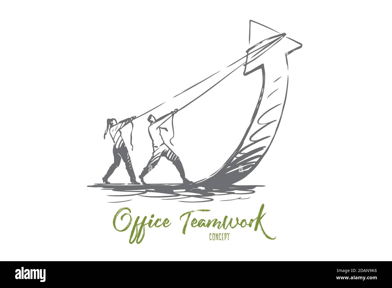 Teamwork, arrow, growth, business, progress concept. Hand drawn ...