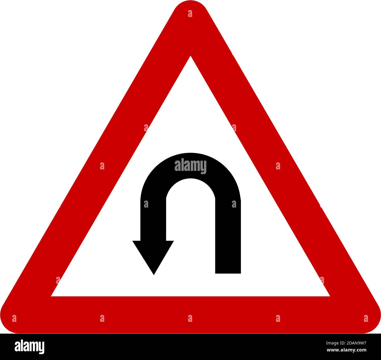 Warning sign with U-turn symbol Stock Photo - Alamy