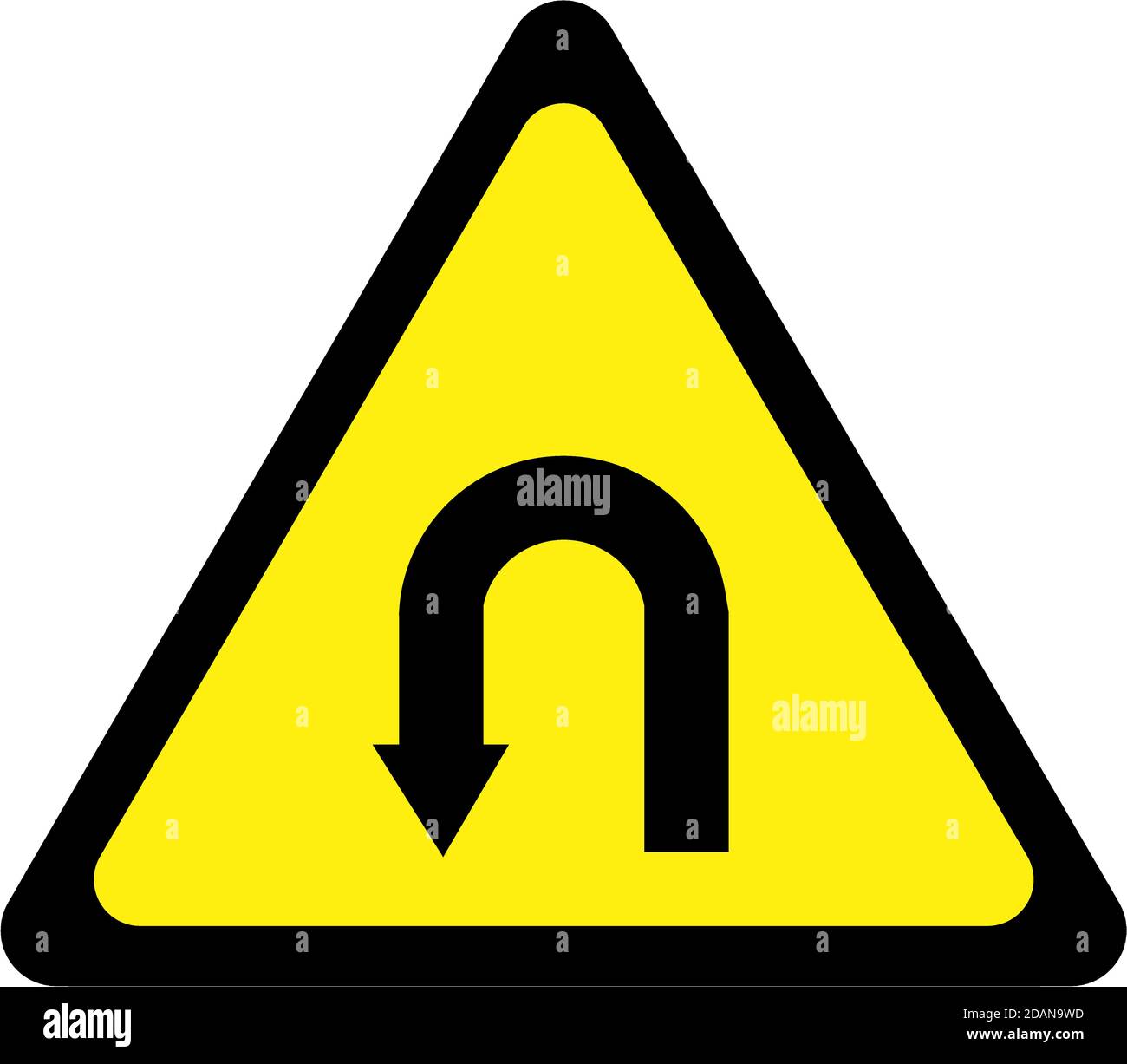 Warning sign with U-turn symbol Stock Photo - Alamy