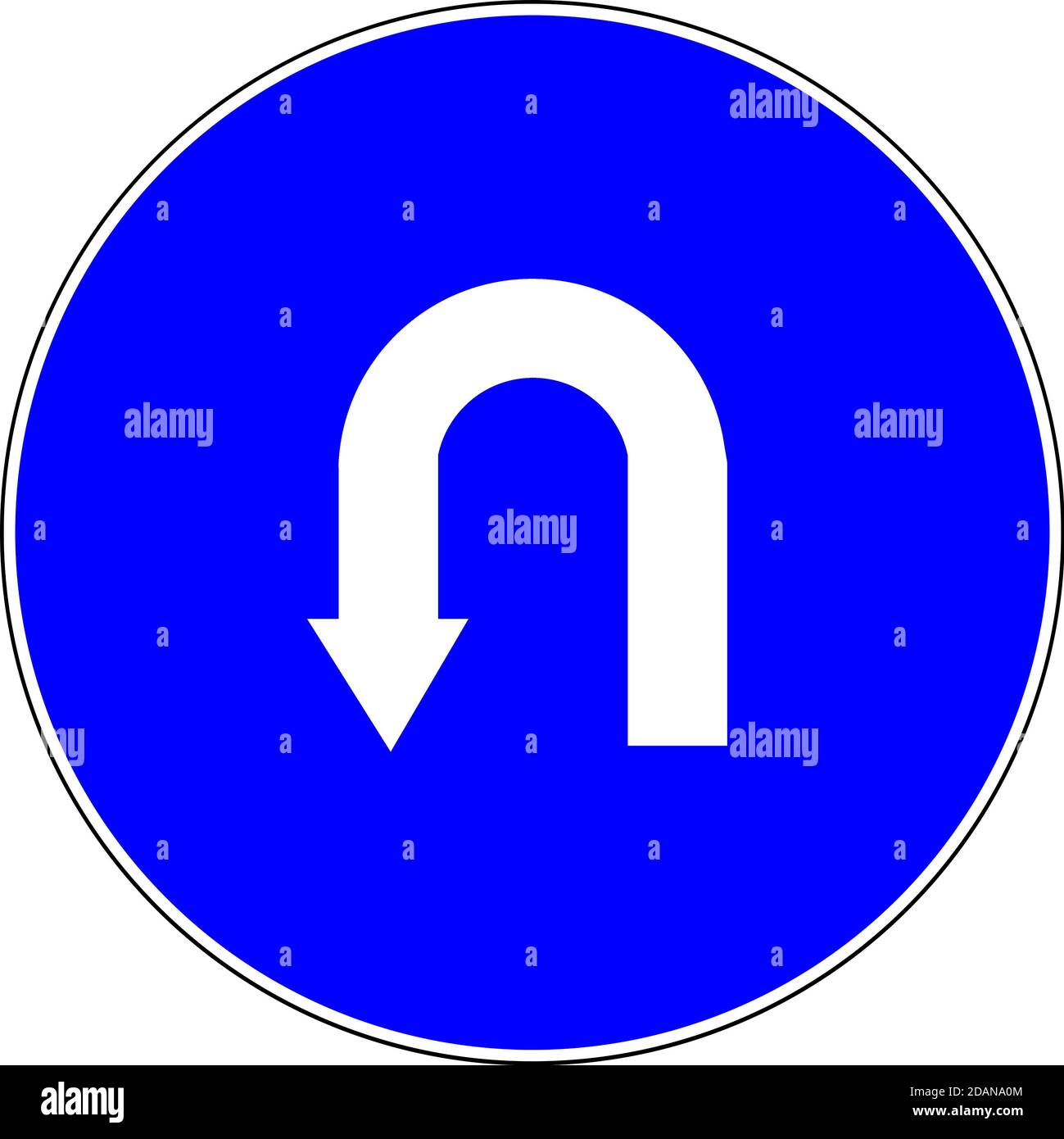 U-turn allowed blue sign Stock Photo - Alamy