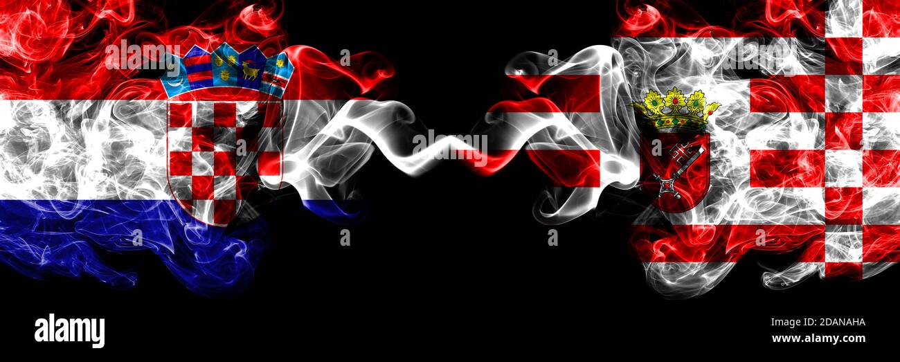 Croatia, Croatian vs Germany, German, Bremen smoky mystic flags placed ...