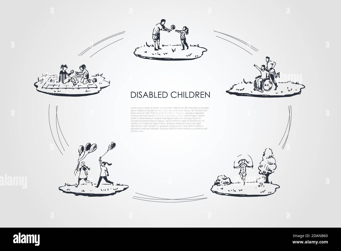 Disabled children - children without legs or arms playing with friends ...