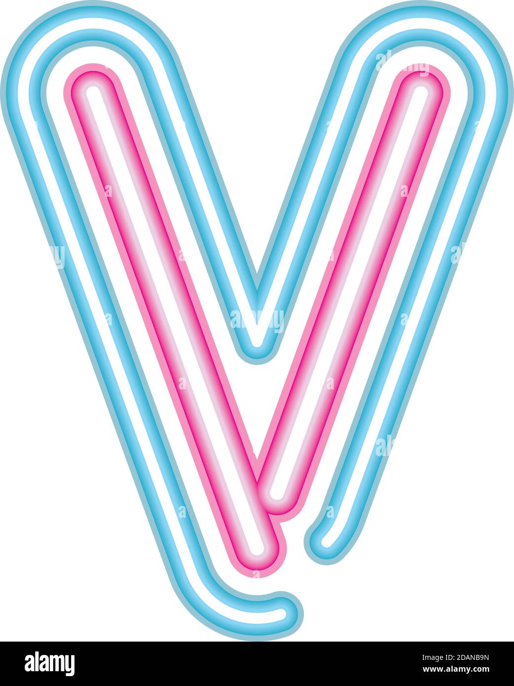 letter V neon font pink and blue on white background Stock Vector Image ...