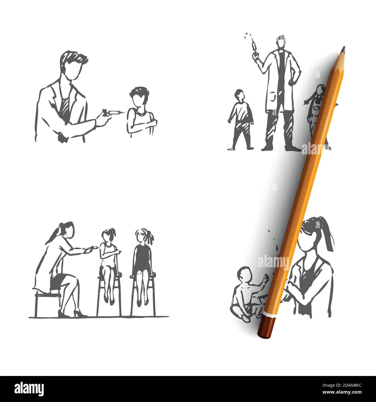 Kids vaccination - doctors making veccination injections to children ...