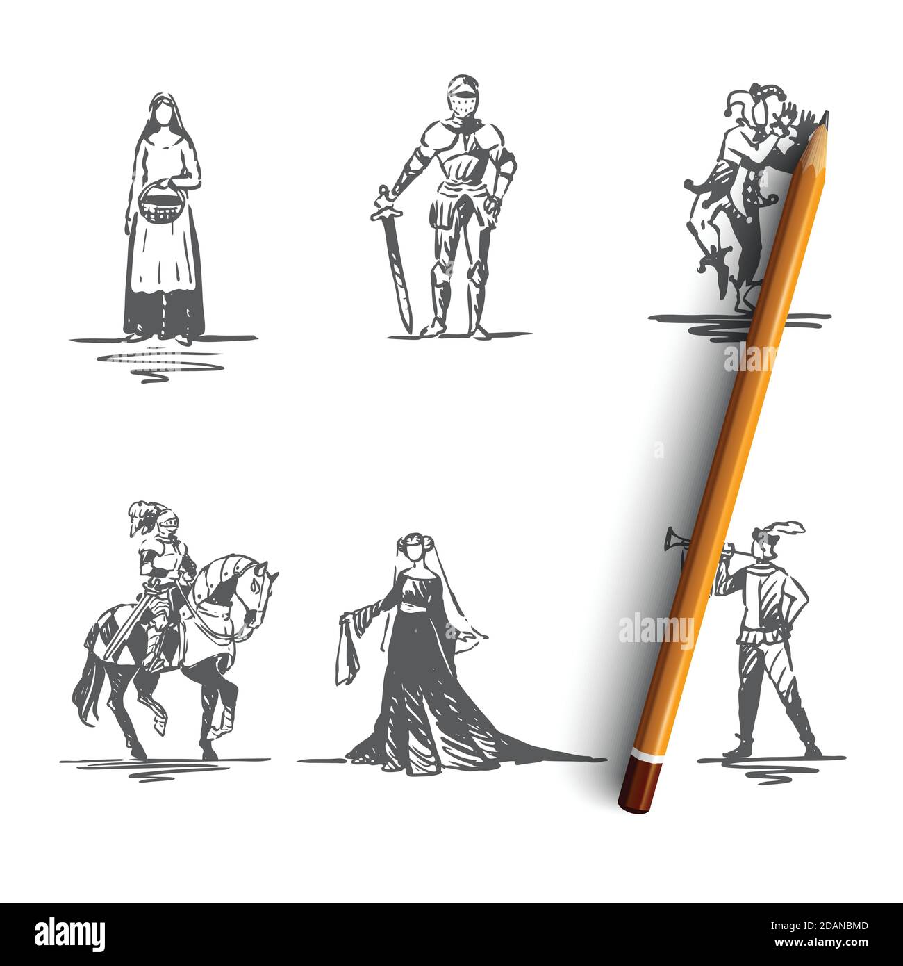 Medieval Peasant Girl Drawing