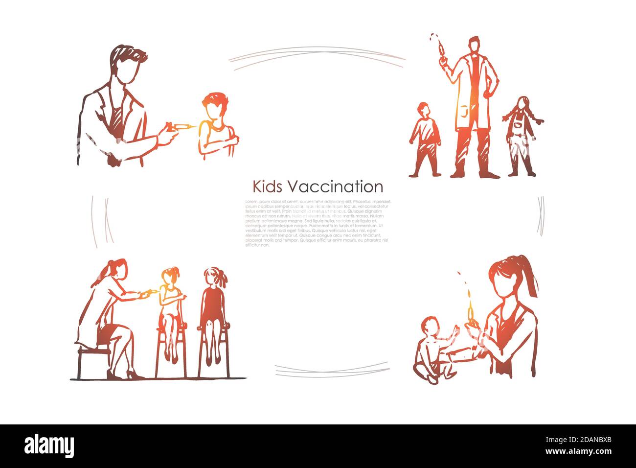 Kids vaccination - doctors making veccination injections to children ...