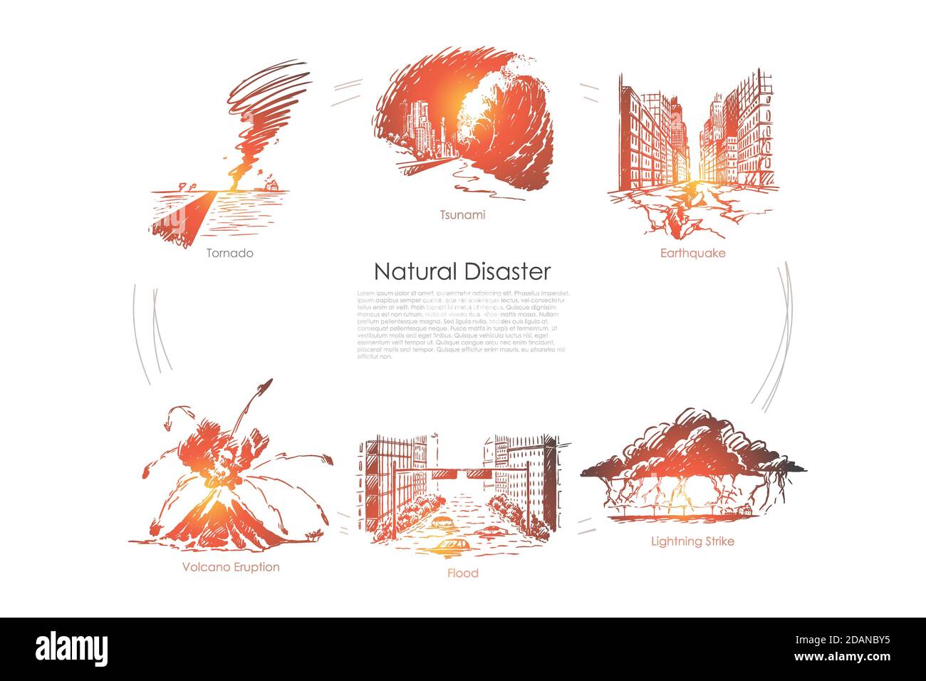Natural disaster - tornado, tsunami, earthquake, flood, lightning ...