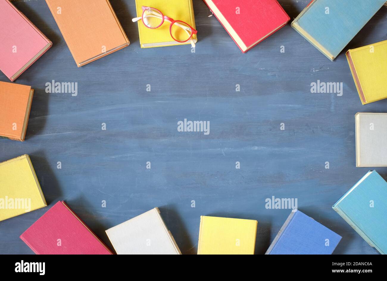 Flat lay of multicolored books. Reading,literature,education,library ...