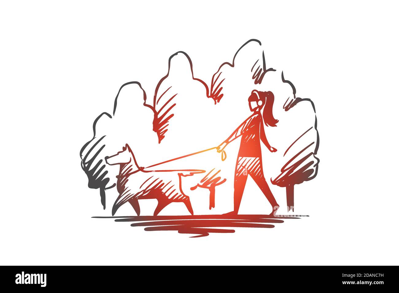 Woman beautiful dog walker Stock Vector Images - Alamy