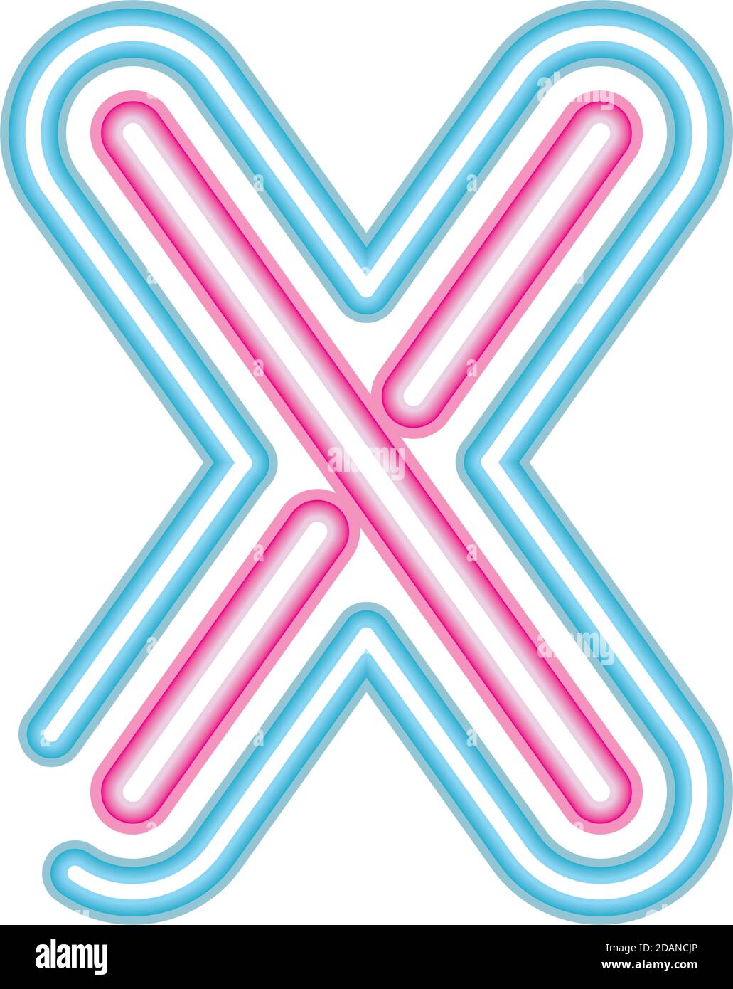 letter X neon font pink and blue on white background Stock Vector Image ...