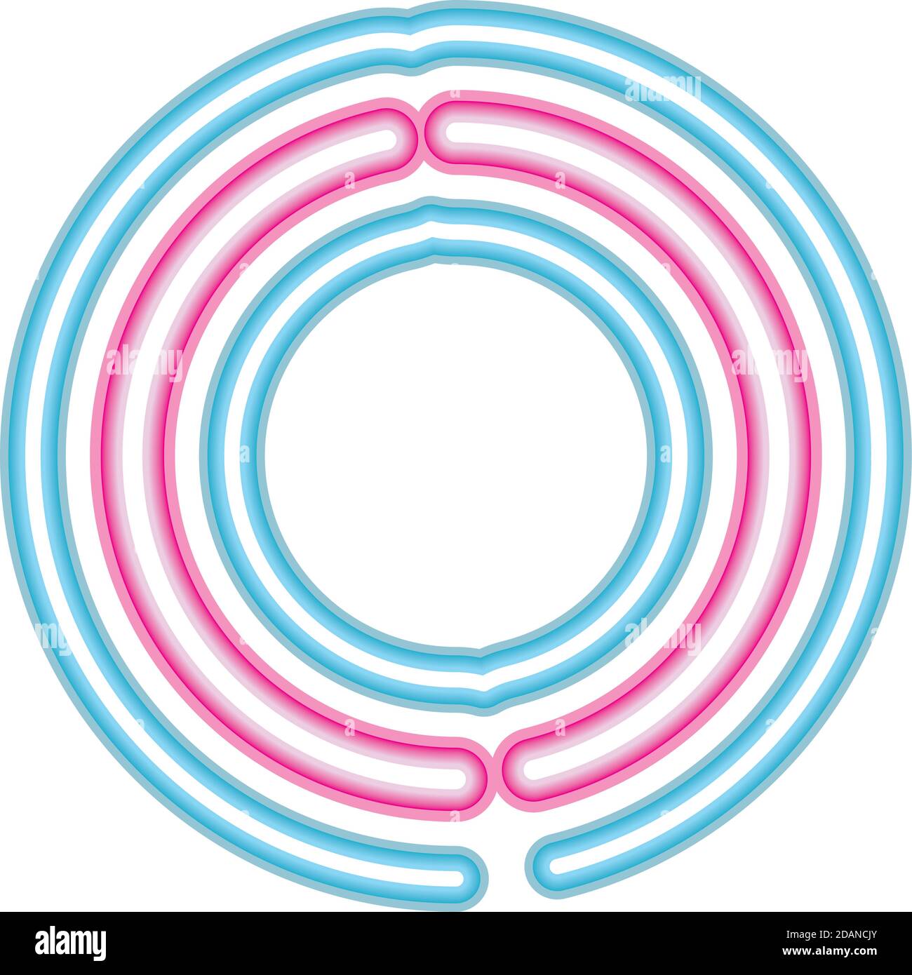 letter O neon font pink and blue on white background Stock Vector Image ...