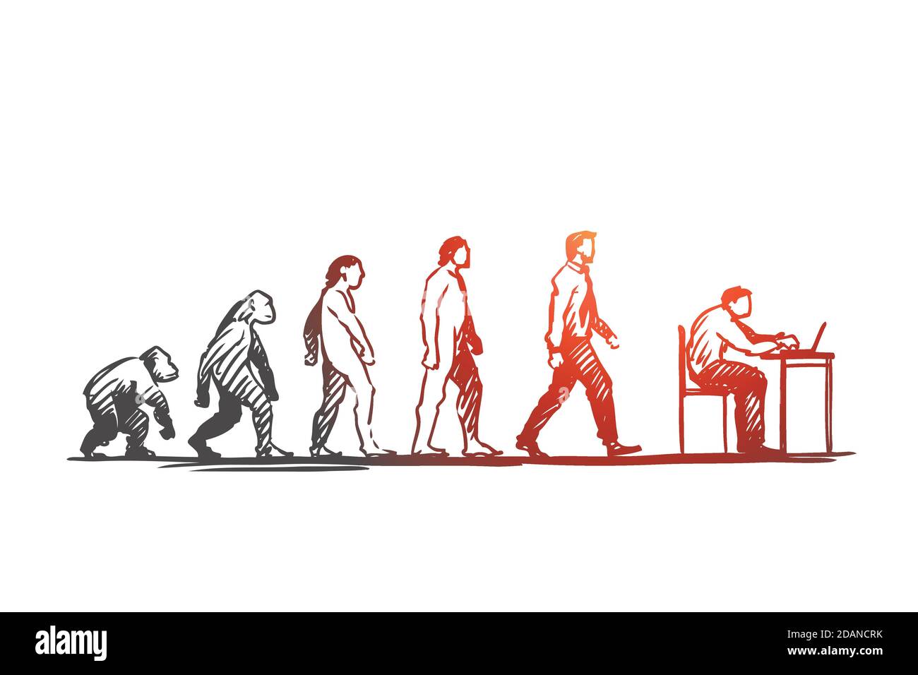 Evolution, businessman, programmer, primitive concept. Hand drawn ... Evolution, businessman, programmer, primitive concept. Hand drawn ...