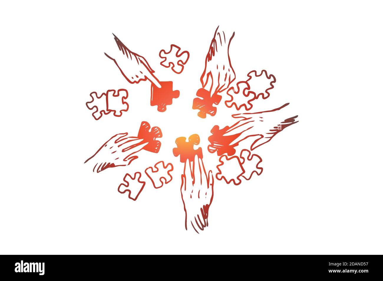 Strategy, team, teamwork, tactics concept. Hand drawn isolated vector ...