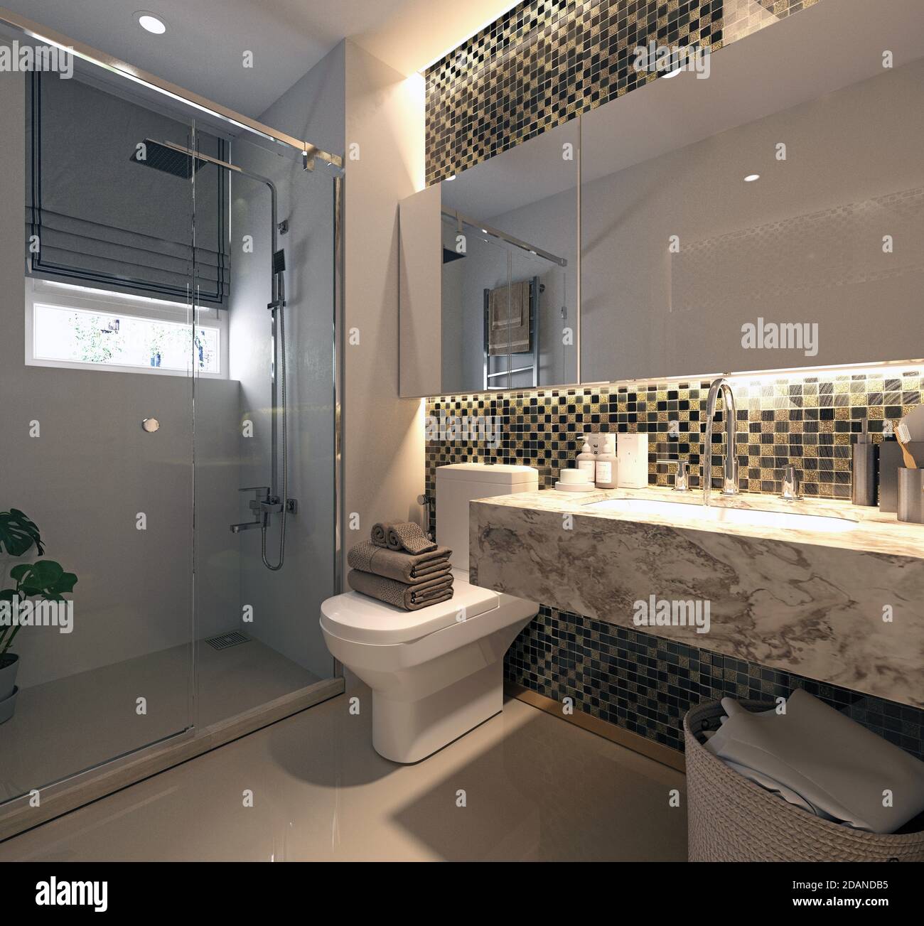 3d render of bathroom Stock Photo - Alamy