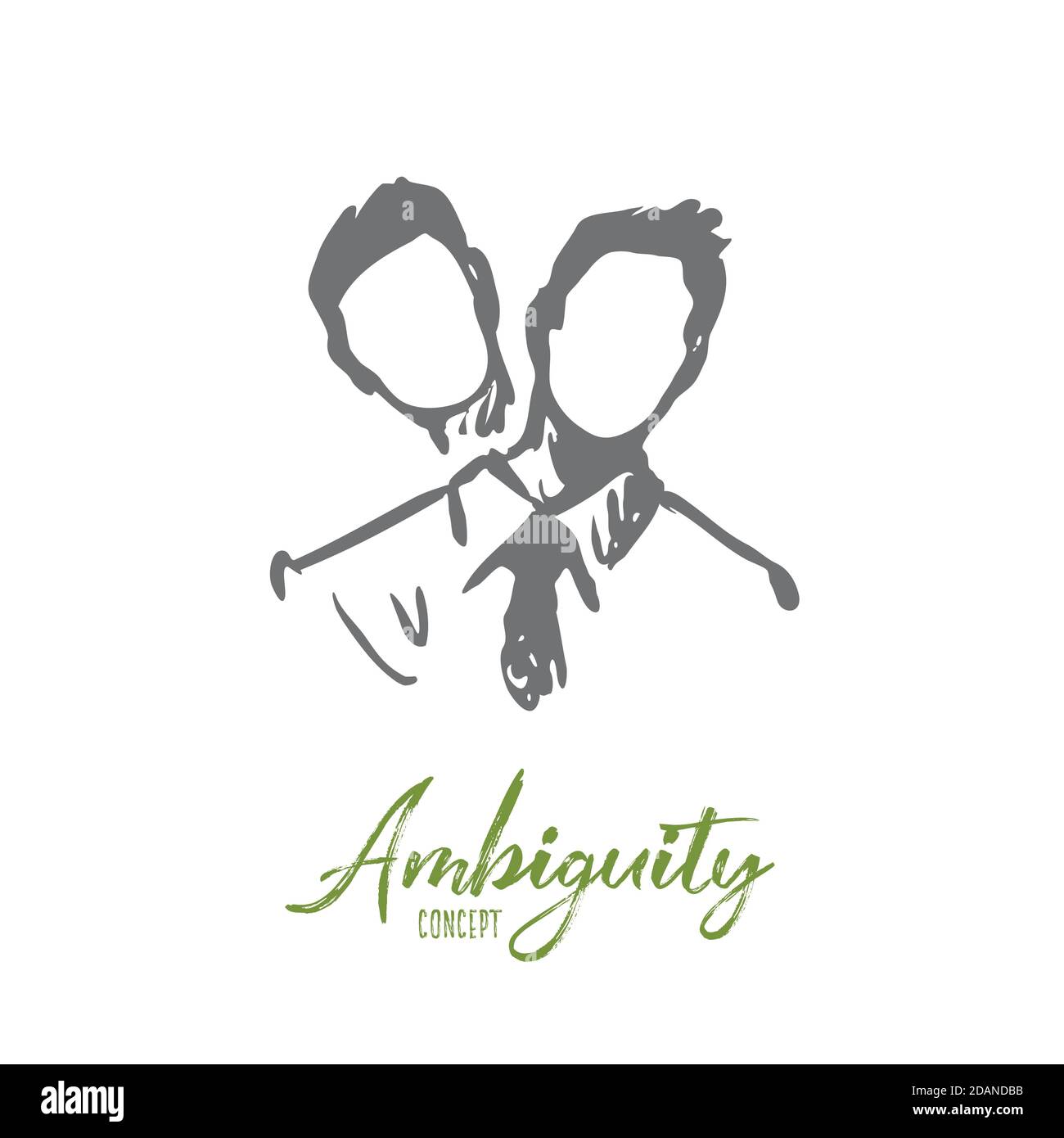 Ambiguity, person, problem, solution, question concept. Hand drawn ...