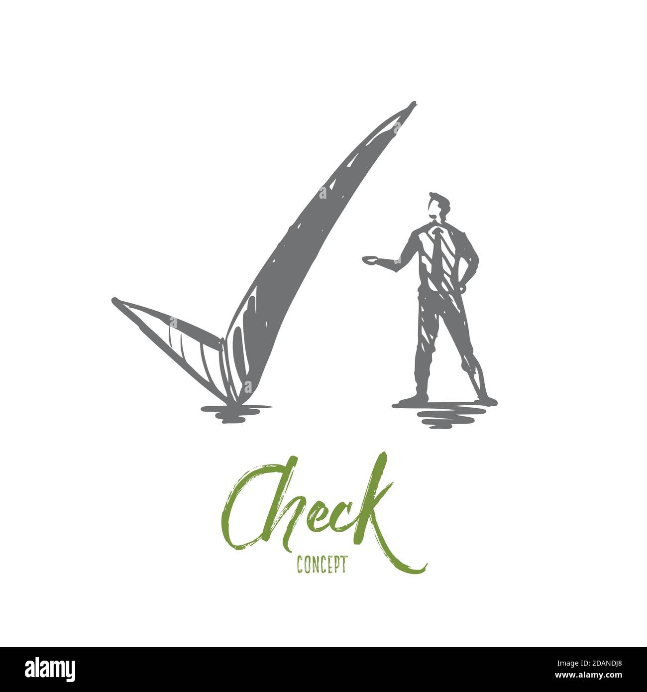 Check, mark, tick, sign, symbol concept. Hand drawn isolated vector ...