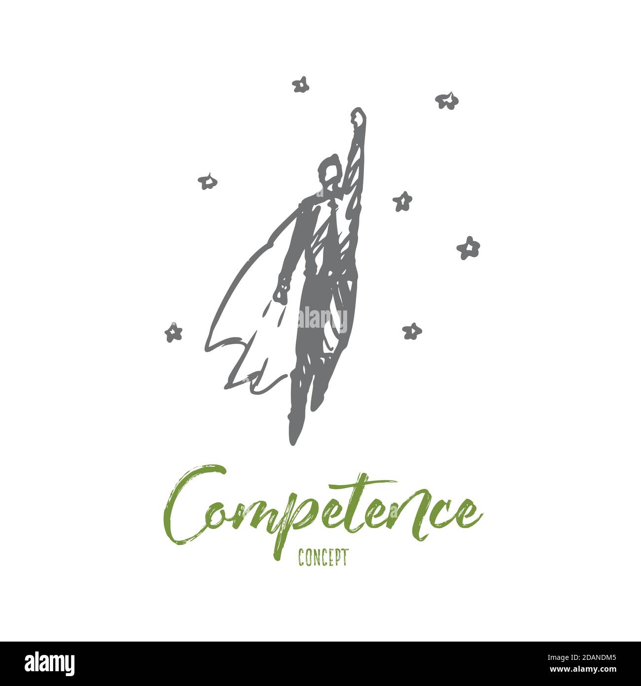 Competence, business, work, task, success concept. Hand drawn isolated ...