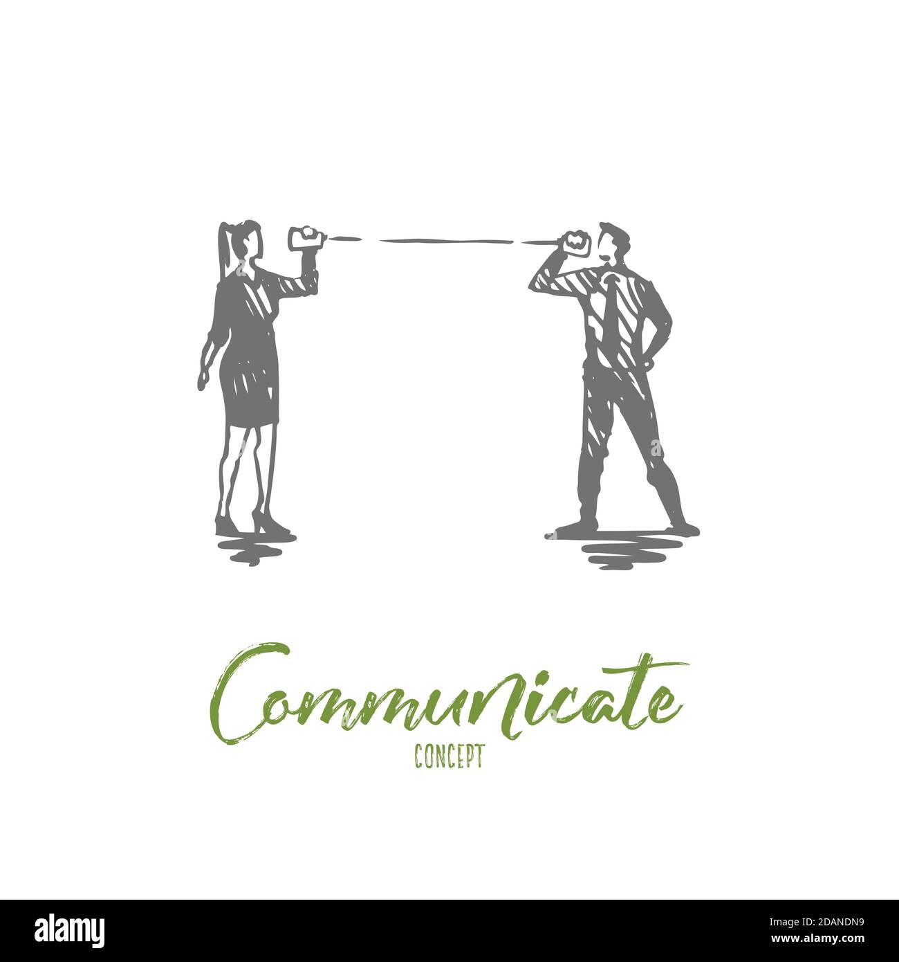 Communicate, talk, people, speech, conversation concept. Hand drawn ...