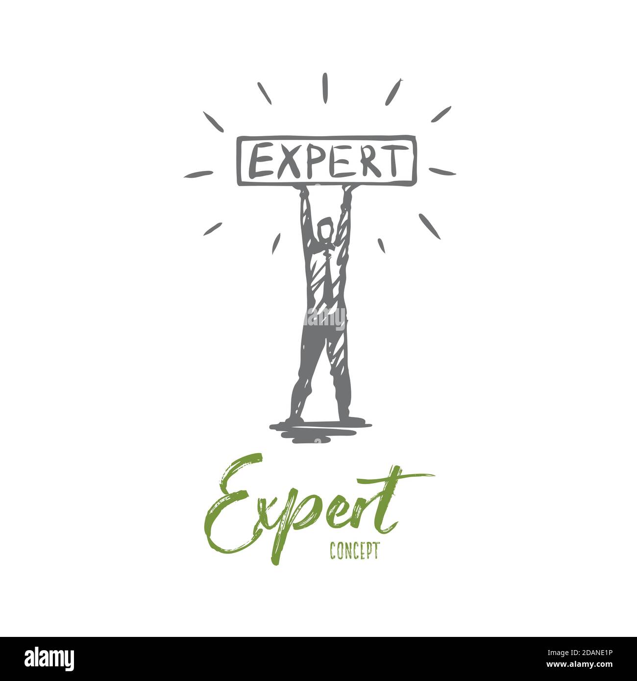 Expert, business, professional, advice, person concept. Hand drawn ...