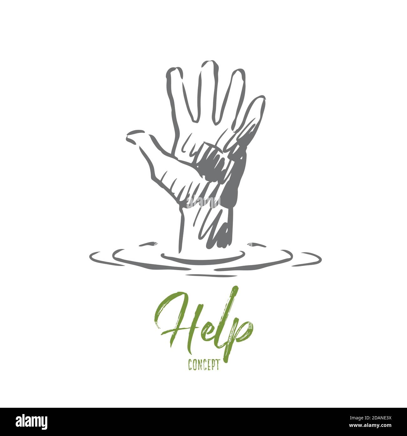 Help, hand, human, friendship, support concept. Hand drawn isolated ...