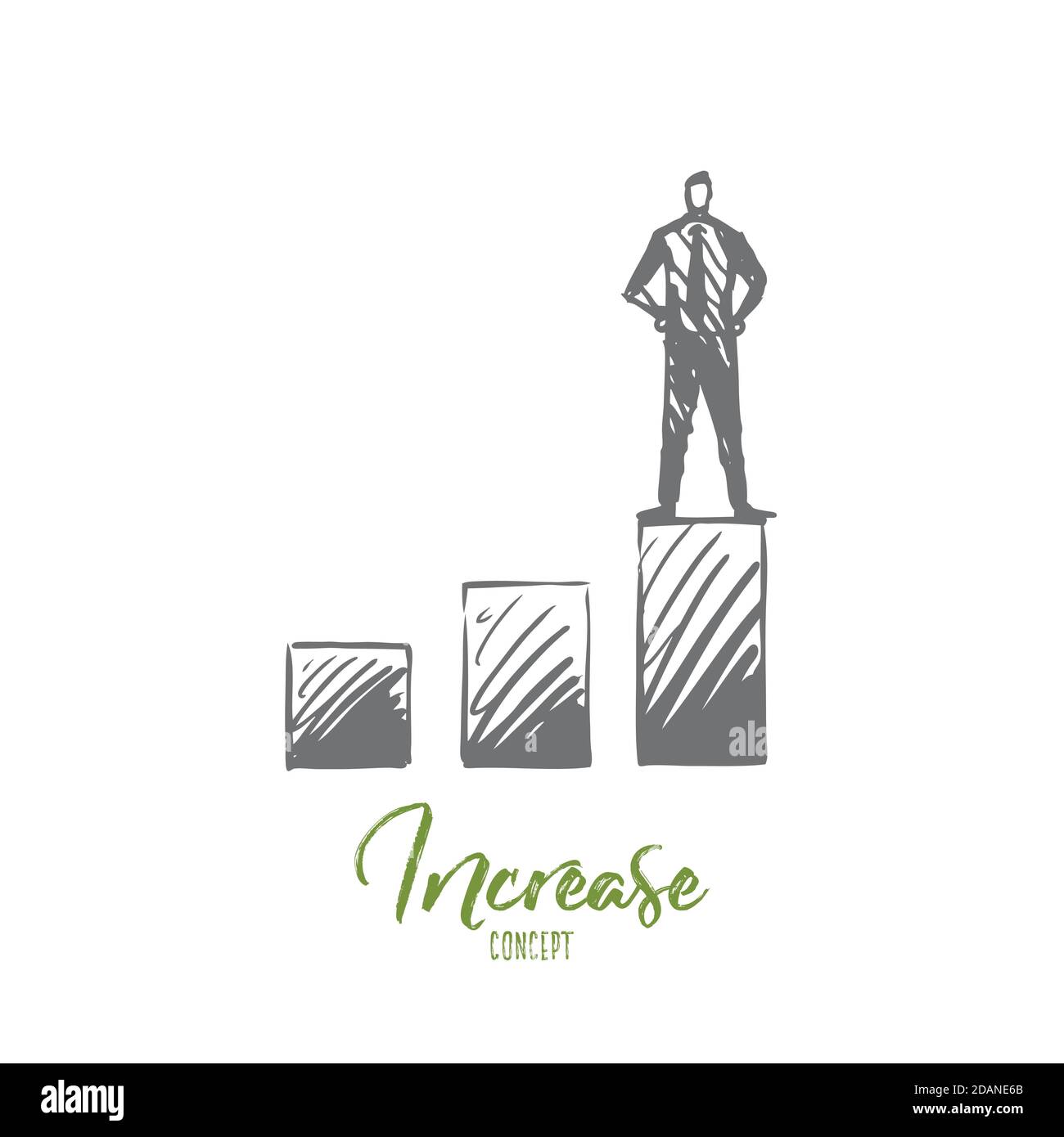 Increase, finance, growth, success, business concept. Hand drawn ...