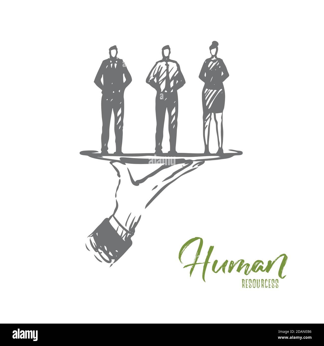 Human, resources, people, team, business concept. Hand drawn isolated ...