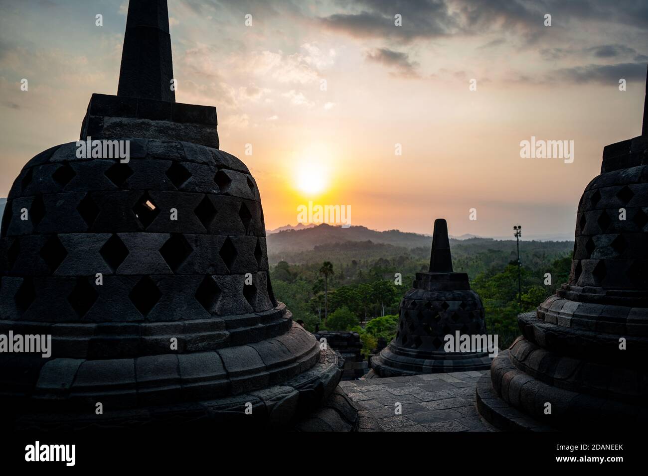 sunset at Borobudur temple in indonesia Stock Photo - Alamy