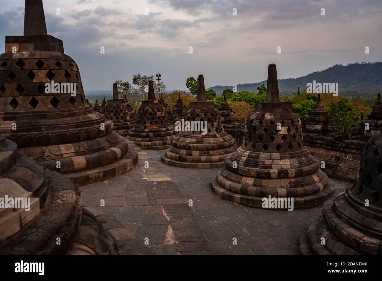 stupas at Borobudur temple in indonesia Stock Photo - Alamy