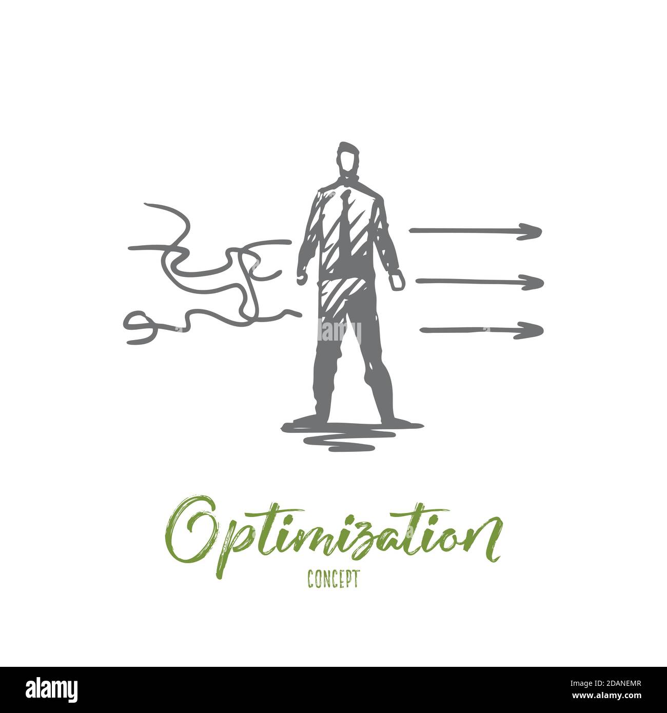 Optimization, business, management, development concept. Hand drawn ...