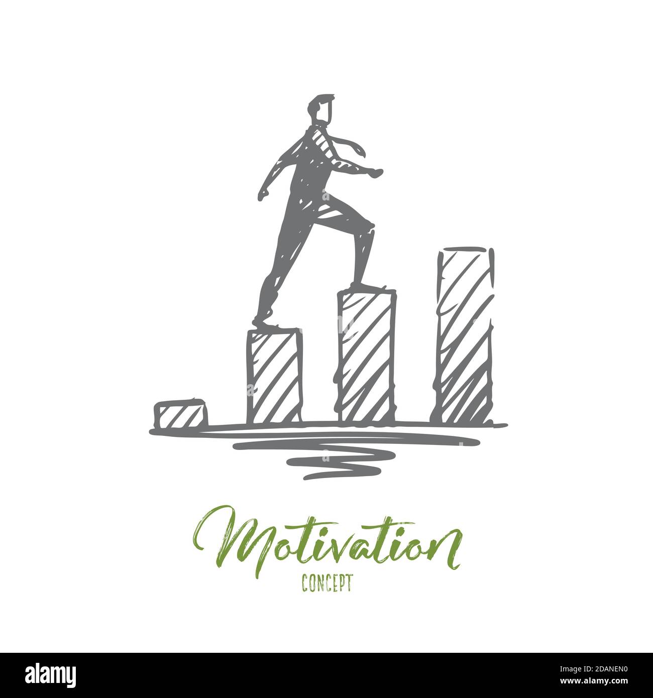 Motivation, business, success, career, progress concept. Hand drawn ...