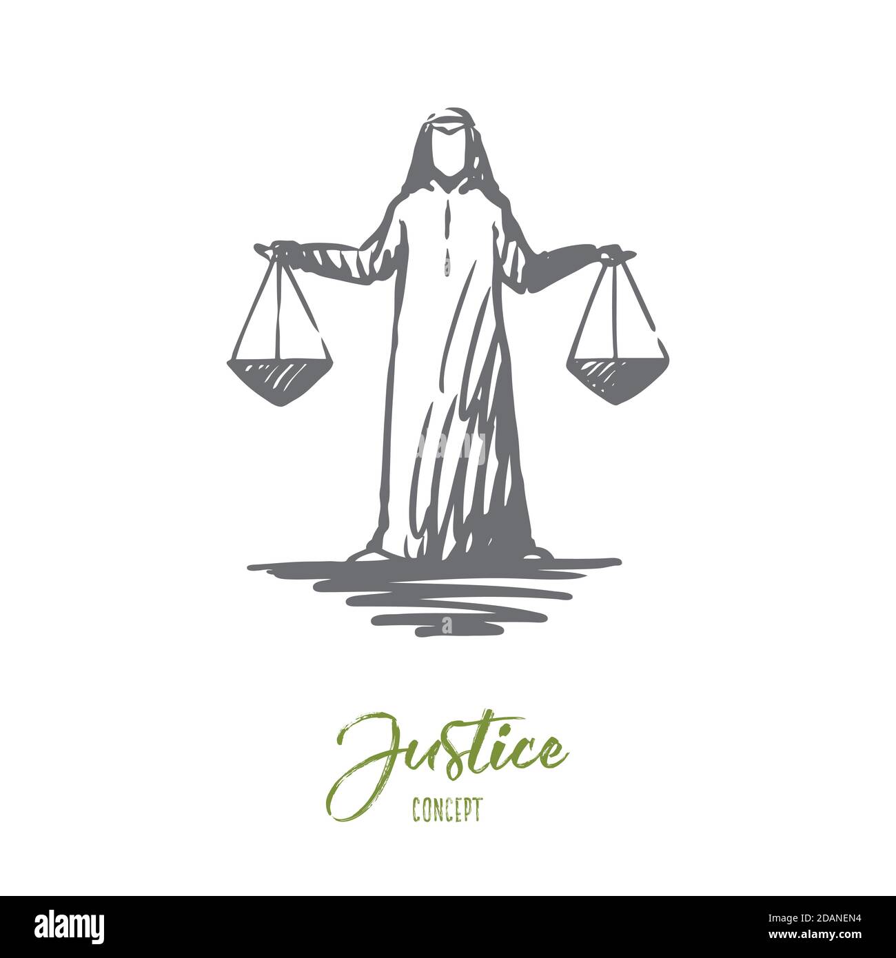 Justice, islam, weighing, balance concept. Hand drawn isolated vector ...