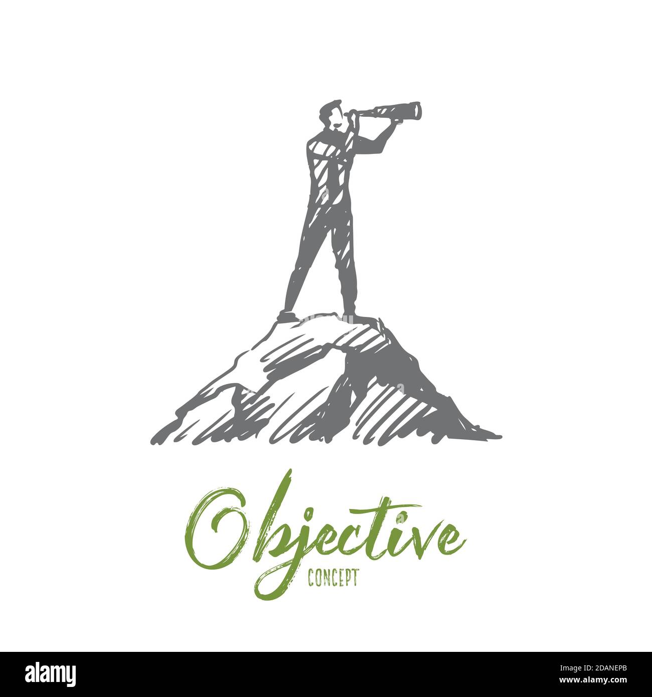 Objective, target, strategy, future, success concept. Hand drawn ...