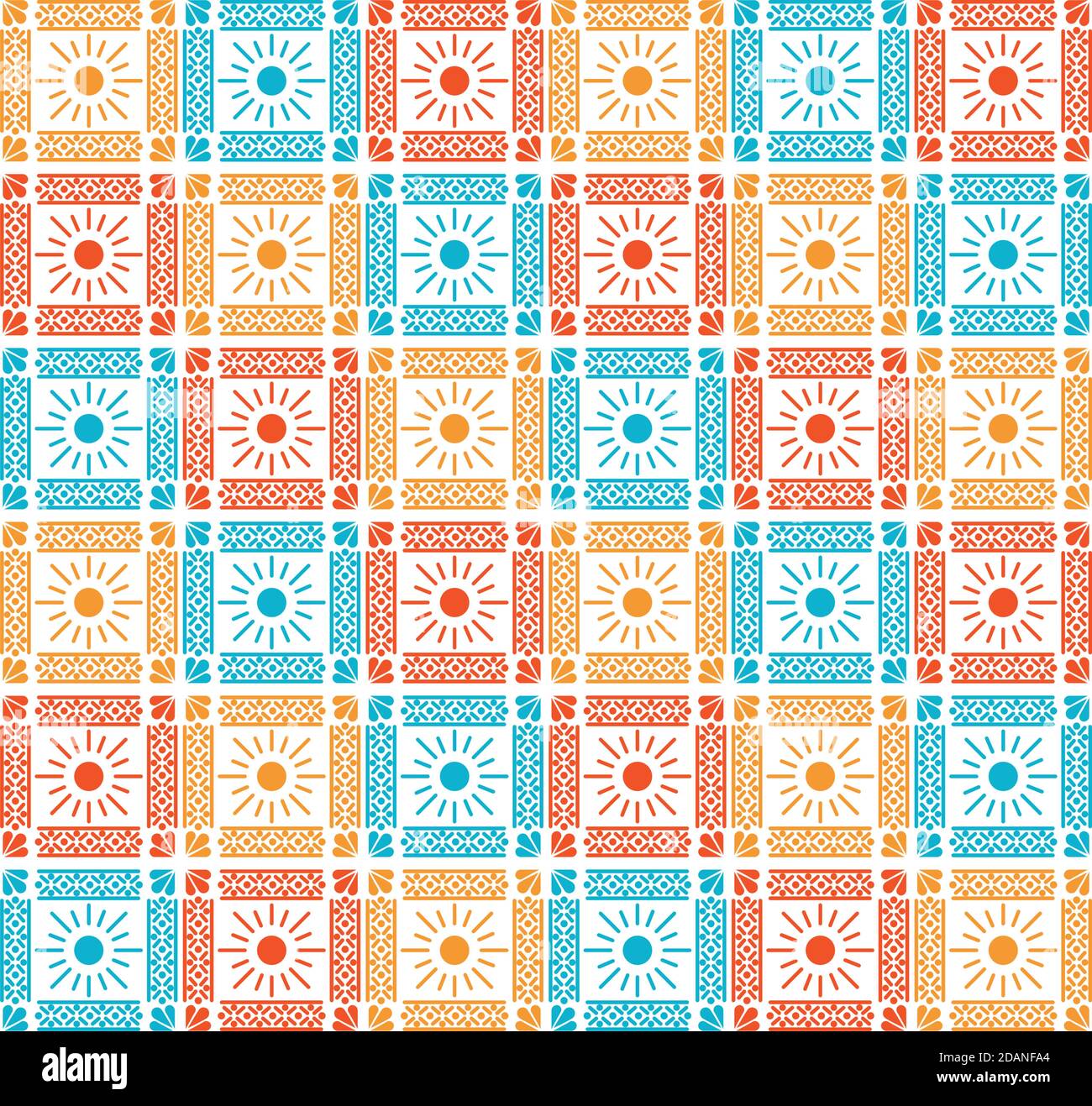 mexican sun icons pattern with colors on white background Stock Vector ...