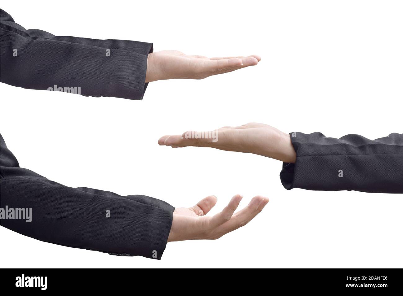 businessman open palm hand gesture Isolated on white background ...