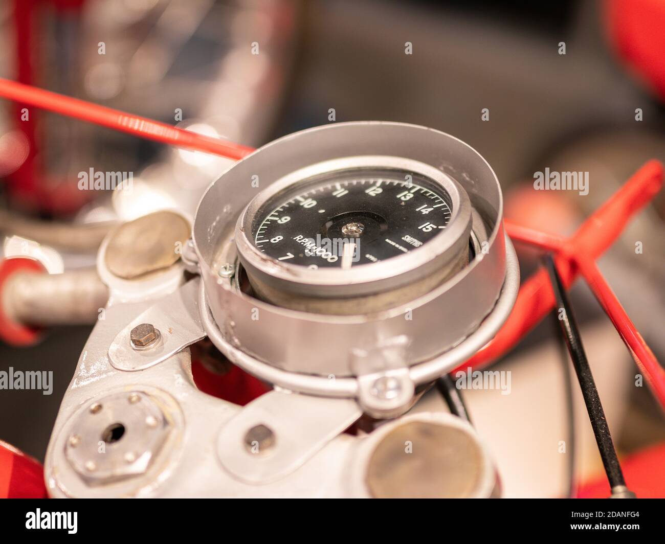close up of vintage motorcycle instrument dial at the Barber Motorsport ...