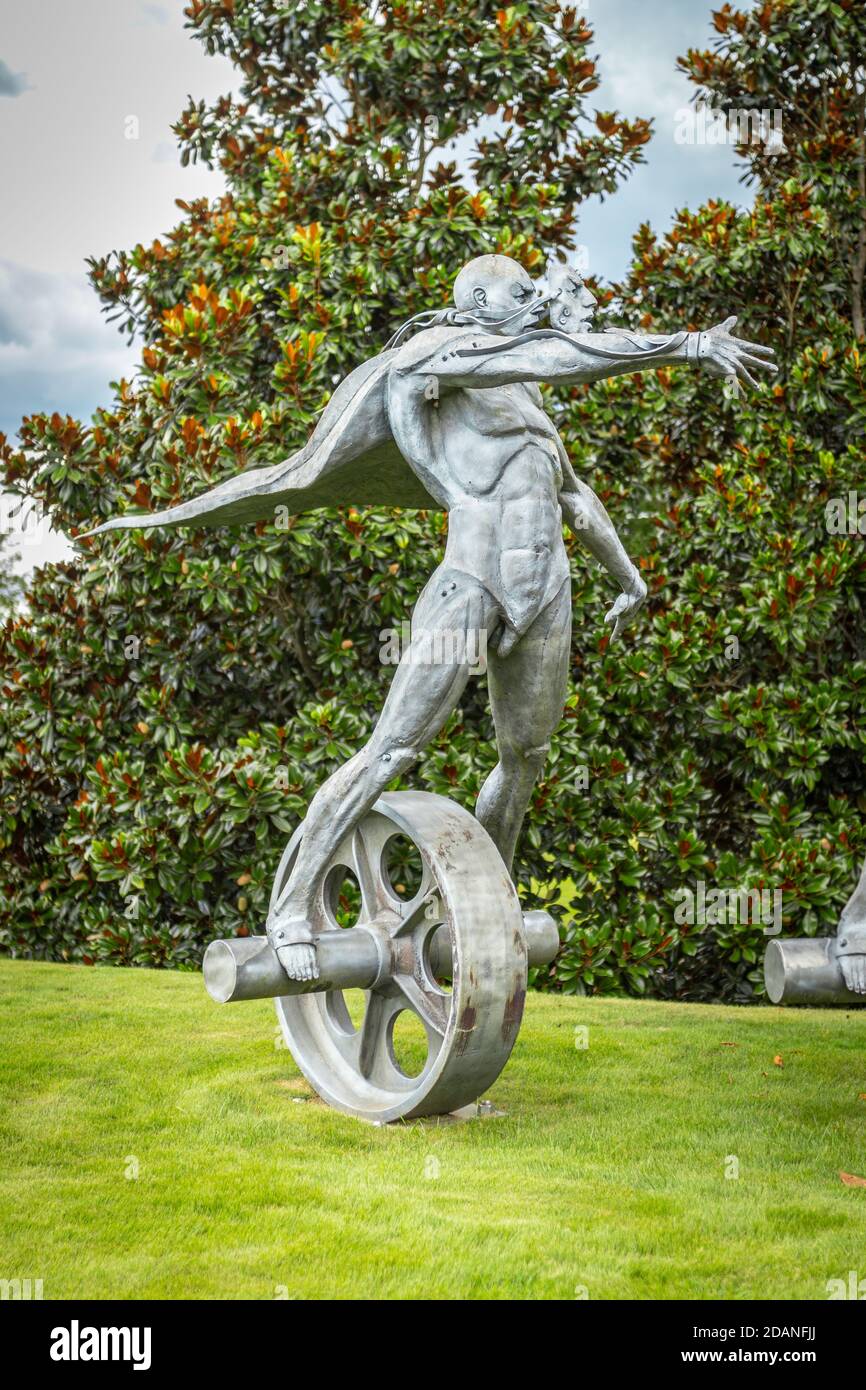 The Chase stainless steel sculpture and statues of wheeled warrior by ...