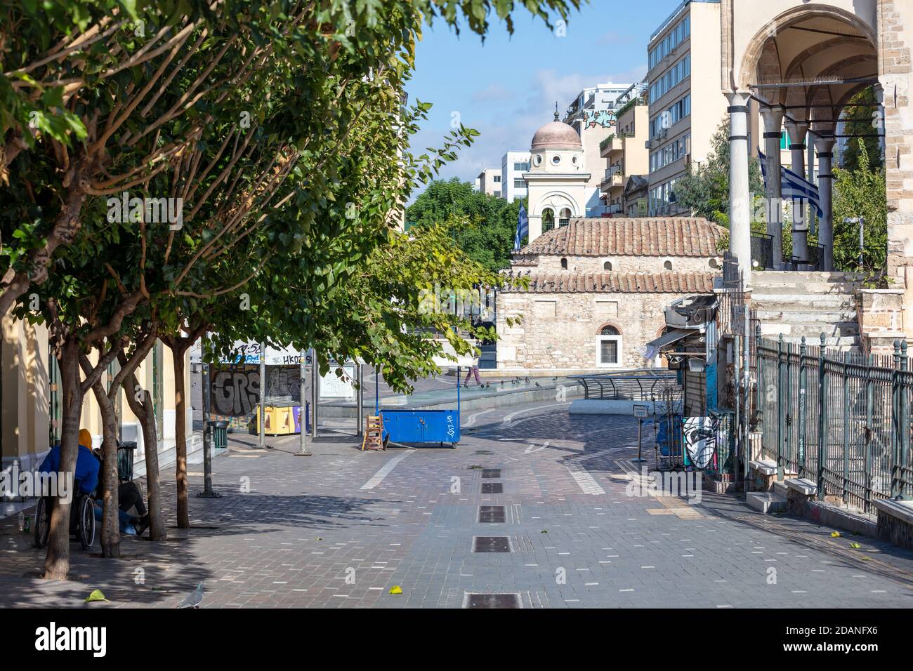 Athens, Greece - November 10, 2020. COVID19 coronavirus lockdown. Empty ...