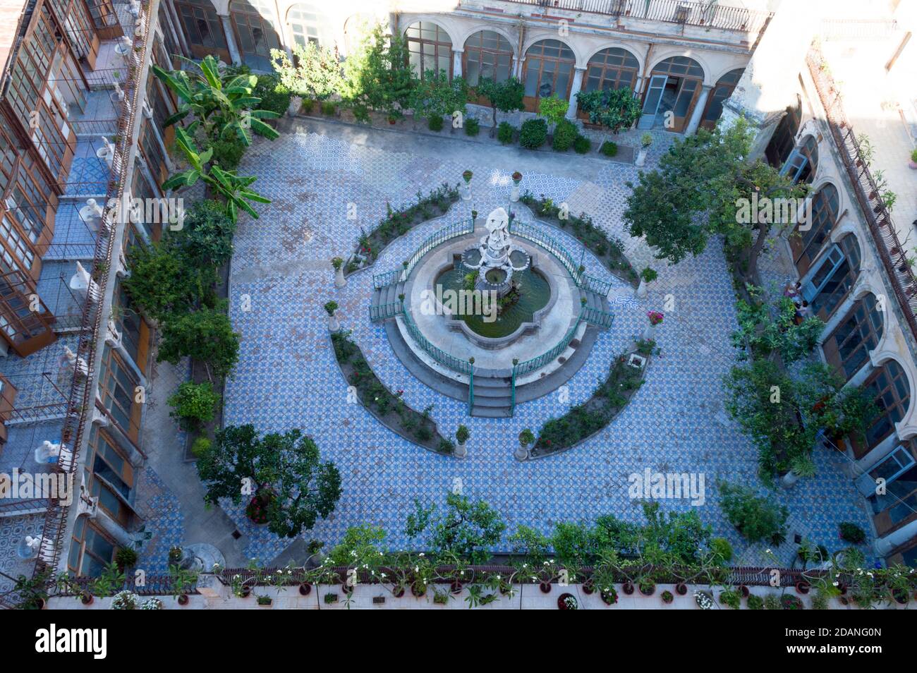 Palermo, Italy, july 2020. The ancient cloister of the monastery of St ...