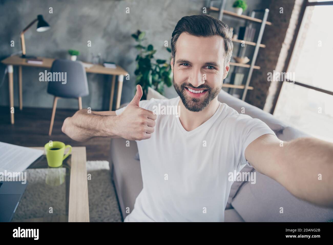 Self-portrait of his he nice attractive cheerful cheery guy it manager ...